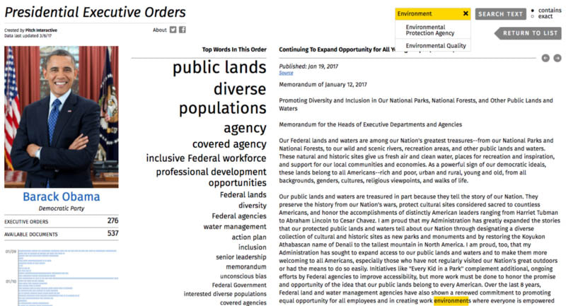 Pitch Interactive – Presidential Executive Orders